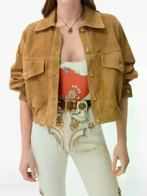 Versace Suede Blouson Jacket With Embossed Logo