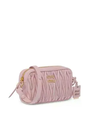 Miu Miu Matelassé Leather Shoulder Bag With Logo Detail