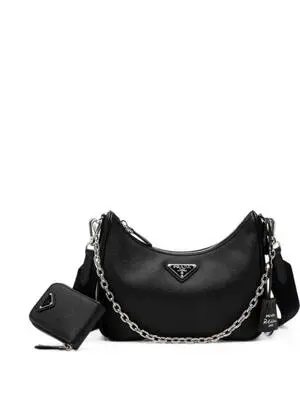 Prada Re-edition 2005 Saffiano Leather Shoulder Bag - Black