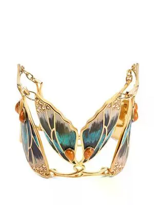 Roberto Cavalli Butterfly Wing Crystal Embellished Bracelet - Gold