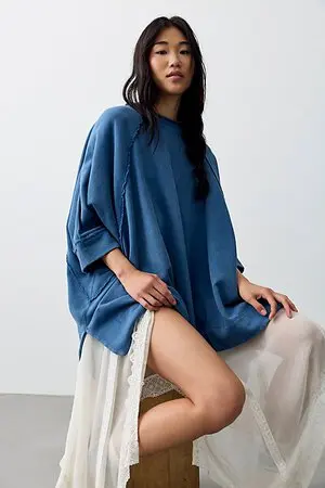 Free People We The Free Oversized Sweatshirt With Raw Seams - Per Proto