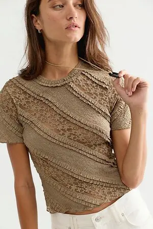 Free People Solita Lace Top Lone Wolf