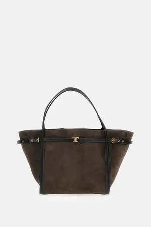 TOD'S Tod's Suede Shopping Bag With T Timeless Accessory Marrone