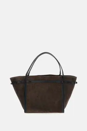 TOD'S Suede Shopping Bag With T Timeless Accessory - Marrone