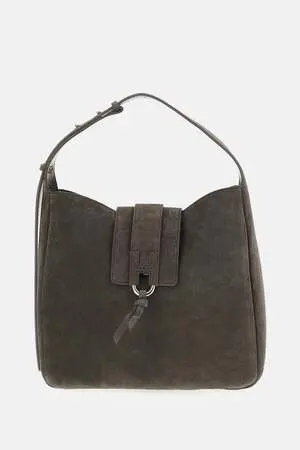 Hogan Vertical Hobo Bag In Suede - Marrone