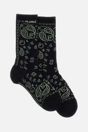 Alanui Alanui Bandana Jacquard Weave Crew Socks Nero