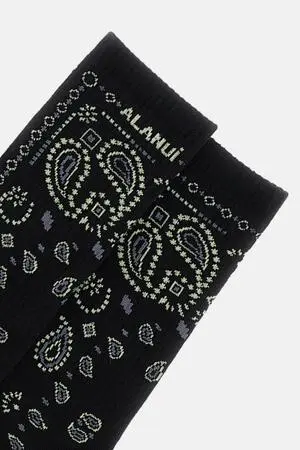 Alanui Bandana Jacquard Weave Crew Socks - Nero