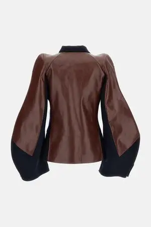 Sacai Melton Jacket In Leather And Wool