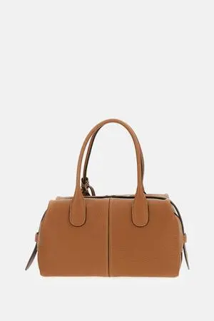 TOD'S Small Box Satchel Bag In Hammered Leather - Brown