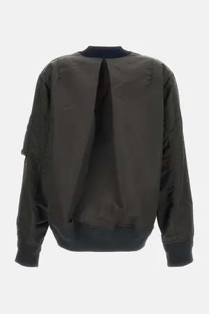 Sacai Hybrid Knit And Nylon Twill Bomber Cardigan