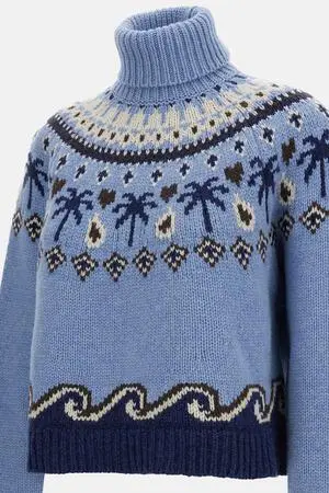 Alanui Multicolor Fair Isle Jacquard Knit Pullover - Azzurro