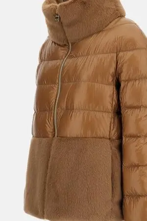 Herno Down Puffer Jacket With Faux Fur - Beige