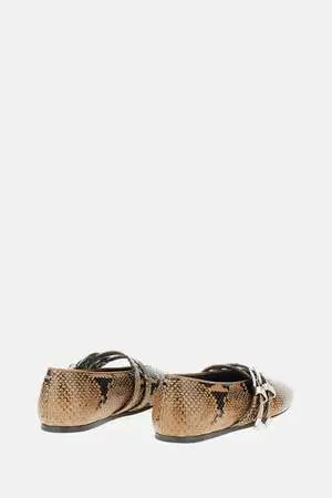 Le Monde Beryl Claudia Ballet Flats With Snakeskin Effect And Buckle Detail - Multicolor