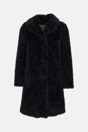 Herno Faux Fur Coat With Classic Lapels - Black