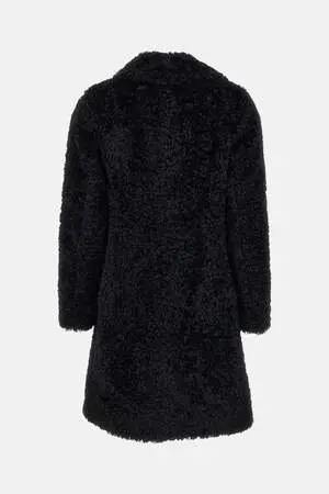 Herno Faux Fur Coat With Classic Lapels - Nero