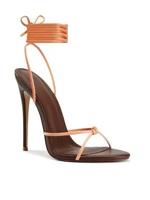 Femme La Athens Lace Up Stiletto Sandals - Brown