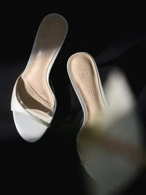 Femme La Capri Slipper Satin Stiletto Mule - White