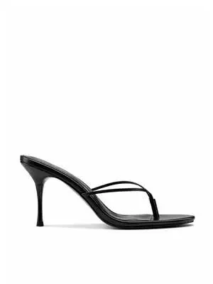 Femme La FEMME Osaka Slipper With Metal Plated Stiletto Heel Black