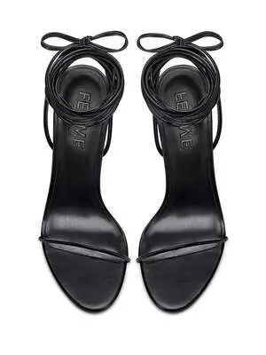 Femme La Lace Up Strappy High Heel Sandals - Black