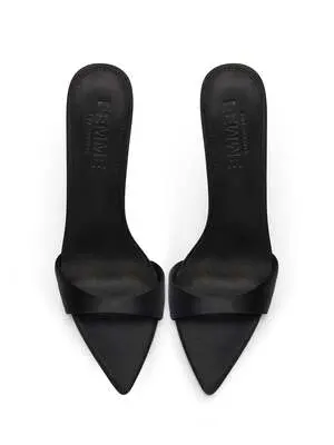 Femme La Kaia 100 Slipper In Satin - Black
