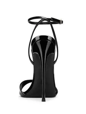 Femme La Gg Heel Patent Stiletto Sandal - Black
