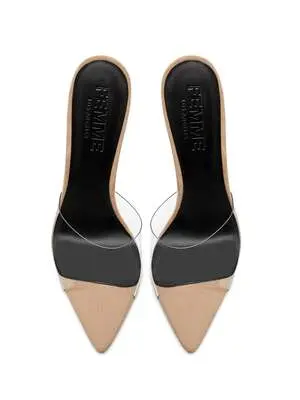 Femme La Gianni Suede Mule Desnuda Stiletto Heels - Nude
