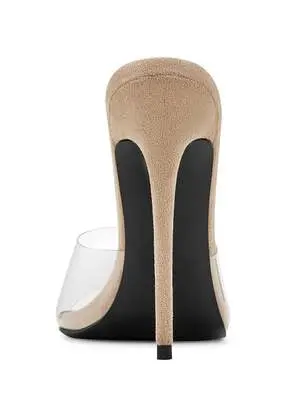 Femme La Gianni Suede Mule Desnuda Stiletto Heels - Nude