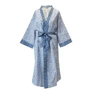 LIME TREE DESIGN Bud Cotton Full Length Kimono - Blue