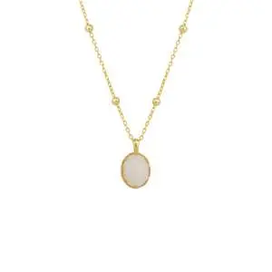 SPERO LONDON Moonstone Sterling Silver Pendant Necklace With Beaded Chain