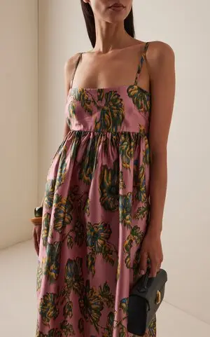 ALEMAIS Faye Pleated Satin Midi Dress
