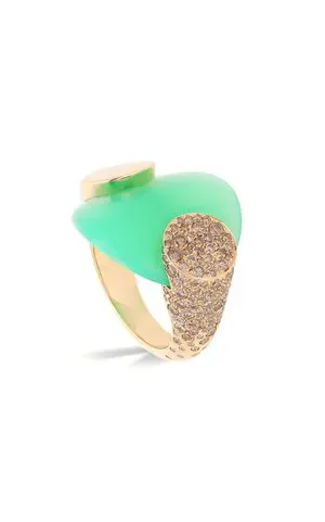 TABAYER 18k Yellow Gold Signet Ring - Green