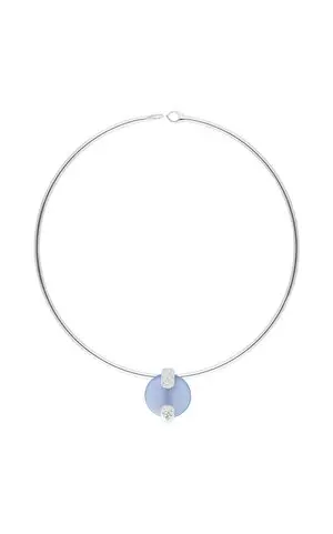 TABAYER 18k White Gold Signet Choker - Blue