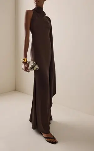 DE LA VALI Odaluna Crepe De Chine Maxi Dress