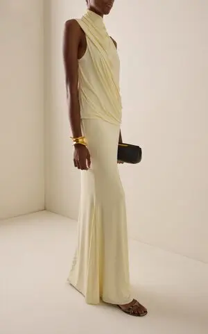 DE LA VALI Lurna Ruched Maxi Dress
