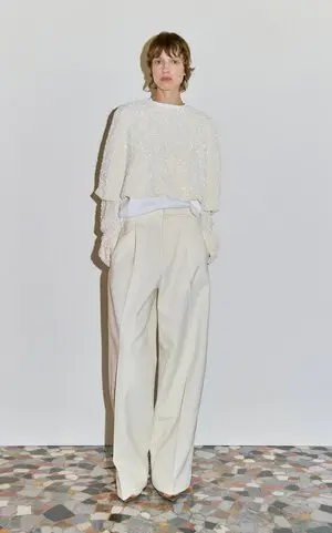 DARKPARK Danielle Wool Wide Leg Trousers - White