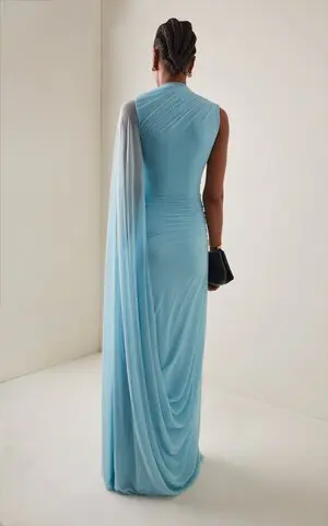 DEME Exclusive Maple Draped Chiffon Maxi Dress