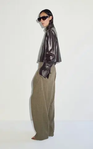 DARKPARK Phebe Micro-check Cotton Wide Leg Pants