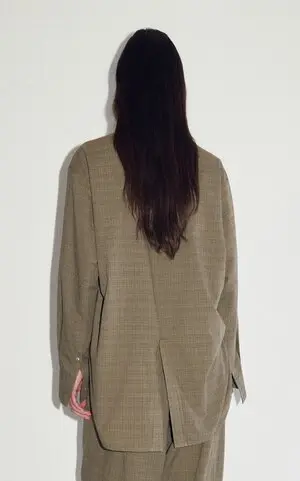 DARKPARK Olivia Wing Tip Collar Check Cotton Shirt