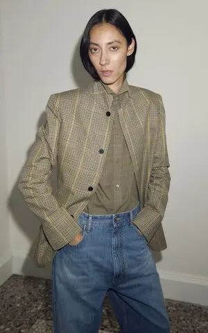 DARKPARK Leila Checked Cotton High Neck Blazer