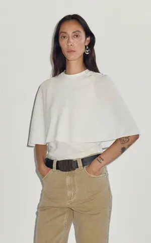 DARKPARK Karine Cotton Jersey Cape Top - White