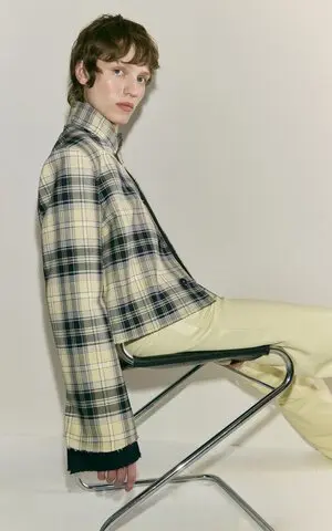 DARKPARK Maxime Double-sleeve Checked Cotton Cropped Blazer