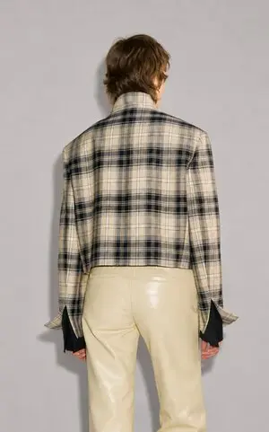 DARKPARK Maxime Double-sleeve Checked Cotton Cropped Blazer