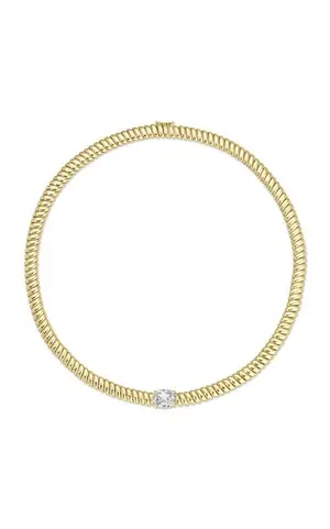 ANITA KO 18k Yellow Zoe Choker Necklace With Oval Cushion Cut Diamond - Gold