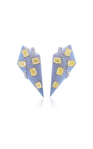AUSTY LEE 18k Yellow Gold And Yellow Diamond Earrings - Grey