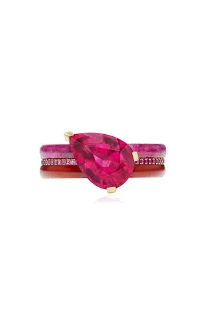 EMILY P. WHEELER 18k Yellow Gold Stacked Ring - Pink