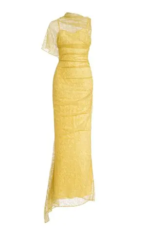 DE LA VALI Lucho Chiffon Maxi Dress - Yellow
