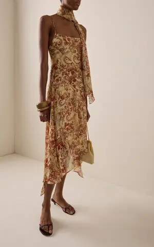 DE LA VALI Komi Crepe De Chine Midi Dress