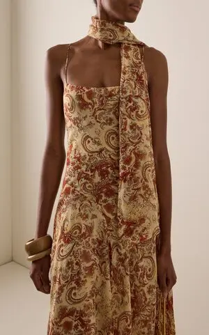 DE LA VALI Komi Crepe De Chine Midi Dress