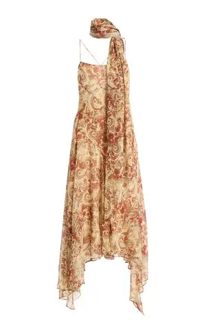 DE LA VALI Komi Paisley Crepe De Chine Midi Dress - Print