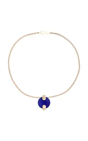 TABAYER 18k Yellow Gold Signet Cord Choker - Blue